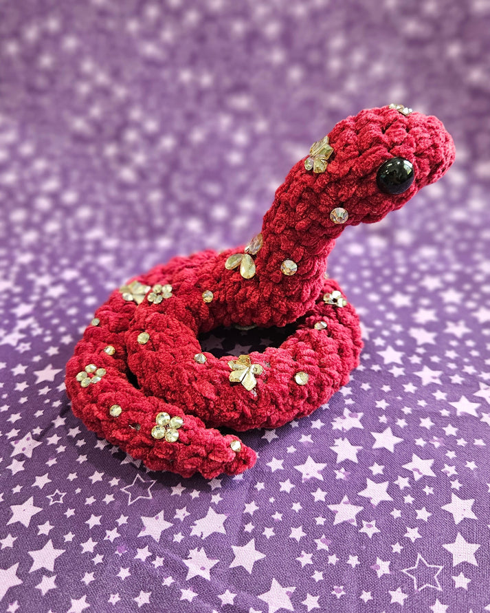 Red Diamond Snake Crochet Amigurumi | IndigoFerretCraft